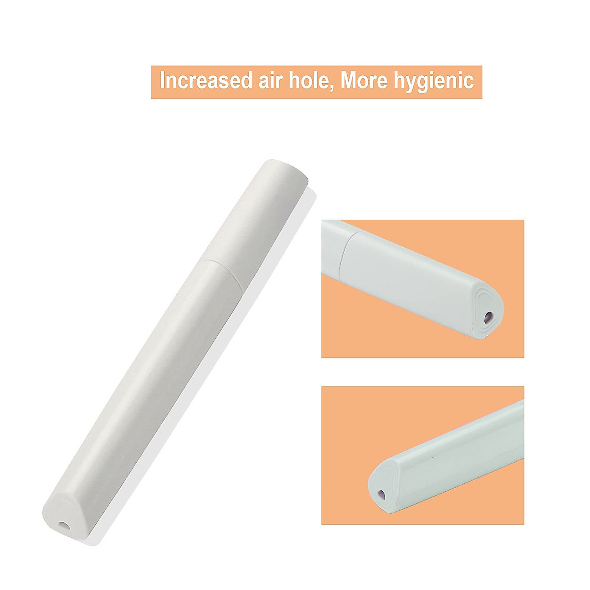 Portable Travel Toothbrush Case, Lipstick–like Plastic Toothbrush Holder Toothbrush Case Breathable Design with Air Hole More Hygienic Toothbrush Tube for Home Daily Travelling (White)