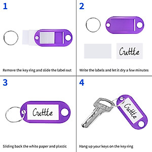Cuttte 50 Pack Plastic Key Tags with Container, Key Labels with Ring and Label Window, 10 Colors