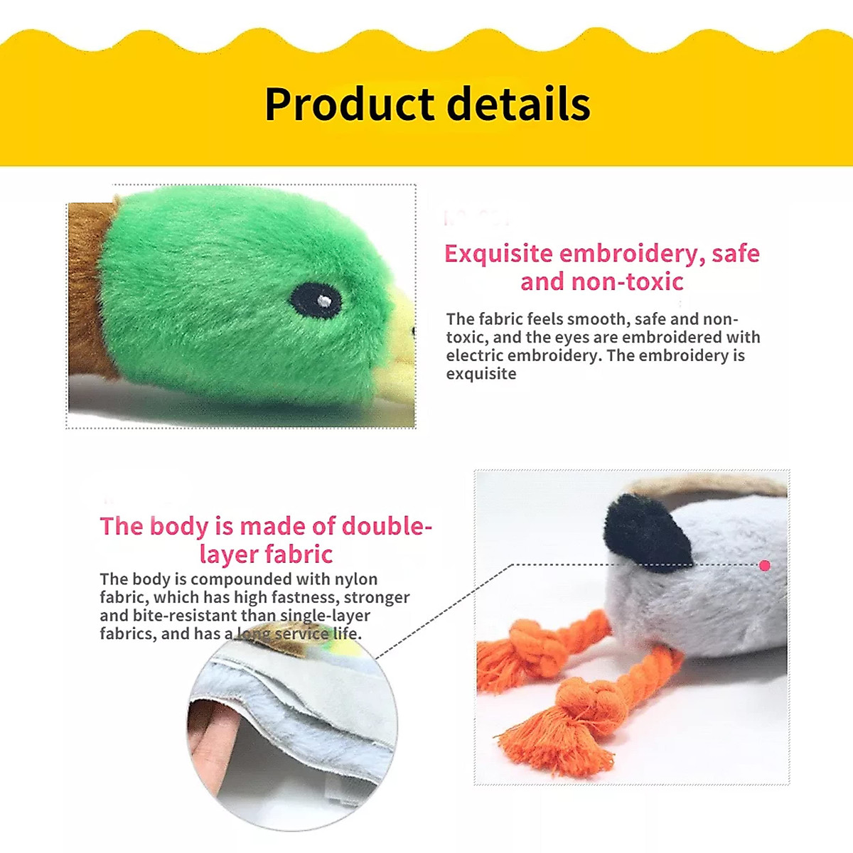 JSBlueRIdge Squeaky Plush Dog Duck Chew Toy - Keep Your Dog Busy and Happy - Set of 1