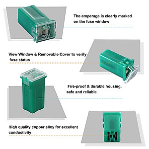 CrocSee 30 Pieces Car Fuses Assortment Kit, Tall/Standard and Low Profile Box Shaped Automotive Fuses for Pickup Trucks, Cars, RVs, and SUVs