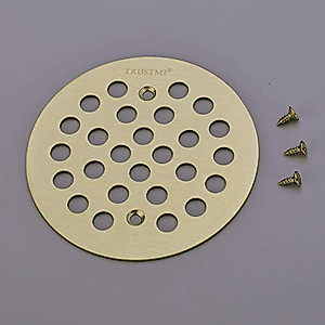 TRUSTMI 4 1/4-inch Screw-in Style Shower Drain Grate Replacement Cover with Screws,Brushed Gold