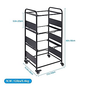 ALAPUR Rolling File Carts with Wheels Hanging Files,3 Tier Metal Filing Cart Organizer for Letter Size Movable Pull-Out File Folder Rack