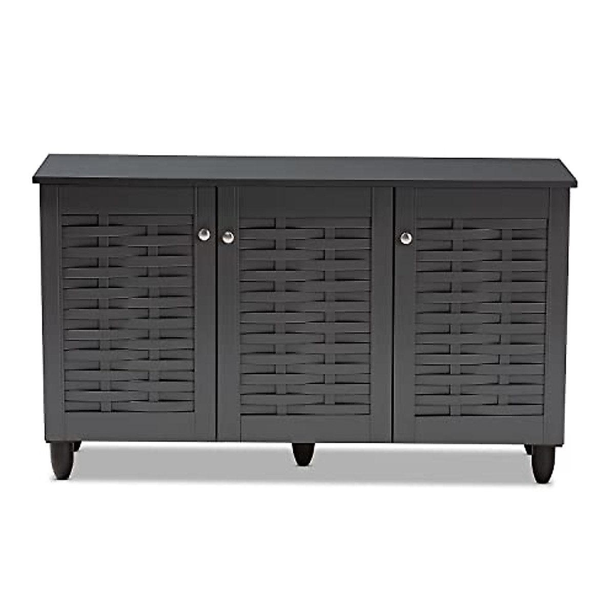 Baxton Studio Winda 3-Door Shoe Storage Cabinet, Dark Gray (152-9167-Hit)