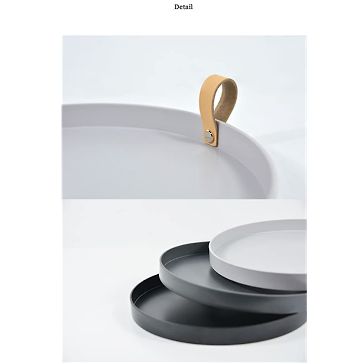 Vanity Glass Perfume Coffee Table Home White Small Decorative Serving with Handles Ottoman Round Black Candle Tray for Living Kitchen Counter Bar Room Plastic Circle Wine Bottle Lacquer Trays（Black）