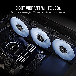 CORSAIR ML140 LED Elite, 140mm Magnetic Levitation White LED Fan with AirGuide, Single Pack, Black