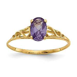 IceCarats 14K Yellow Gold Synthetic Alexandrite Ring size 5