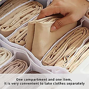 Xiaoxiuqiu Wardrobe Clothes Organizer For Folded Clothes（2pcs）, 7 Grids closet organizer Drawer Dividers For Jeans leggings In Bedroom,Mesh Plastic White (M-Jeans Grid + S-Leggings Grid)