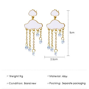 coadipress Cloud Earrings for Women Fashion s925 Silver Needle Long Tassel Gold Plated Raindrop Pearl Dangle Drop Statement Studs Earrings Jewelry (Big Cloud Tassel)