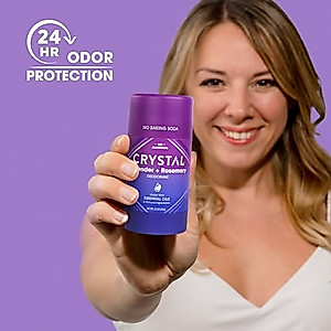 Crystal Magnesium Solid Stick Natural Deodorant, Non-Irritating Aluminum Free Deodorant for Men or Women, Safely and Effectively Fights Odor, Lavender + Rosemary, 2.5 oz