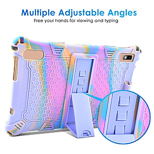 DETUOSI Case for VASTKING KingPad K10/Z10 with Stylus Pen & Shoulder Strap, 10 inch Lightweight Silicone Protective Cover for KingPad K10 Pro, BYYBUO SmartPad T10 10.1, Rose Red & Purple