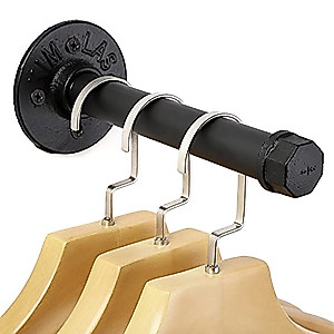 Sumnacon 2 Pcs 7.7 Inch Industrial Pipe Clothes Bar - Heavy Duty Rustic Metal Coat Hanger with Screws, Wall-Mounted Garment Holder Rack for Bedroom/Bathroom/Cabinet/Boutique/Clothing Store, Black