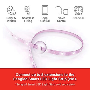 Sengled Smart Zigbee Multicolor Light Strip, 2M (6.56ft) Base Kit, Hub Required, Also Works with Alexa & Google Assistant, RGBW, Extendable, High Brightness, 1400Lumens (E1G-G8E)