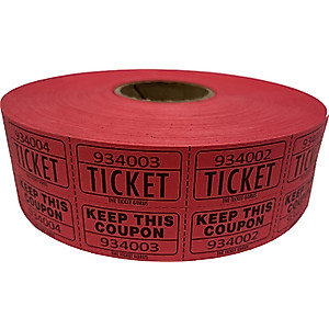 The Ticket Gurus Raffle Tickets - (4 Rolls of 2000 Double Tickets) 8,000 Total 50/50 Raffle Tickets (Blue/Yellow/Red/Green)