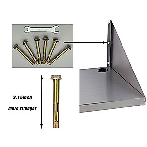 SWOTCATER Stainless Steel Microwave Shelf, Metal Appliance Wall Mount Floating Shelving, 18"x24" Stainless Steel Microwave Rack for Commercial Restaurant and Kitchen