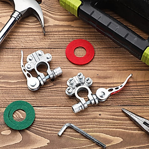 Tallew 8 Pcs Battery Terminal Connectors Quick Release Disconnect Car 4 Way Connector Clamps Positive Negative with Allen Wrench Washers Compatible with SAE/JIS Type A Posts