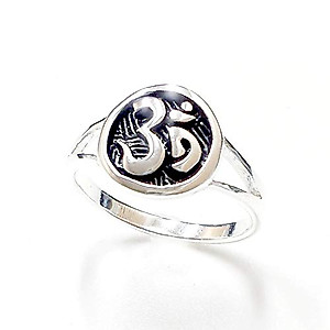 925 Solid Sterling Silver OM Ring - Buddhism AUM Jewelry - Allergy Free OHM for Yoga, Prayer, Meditation