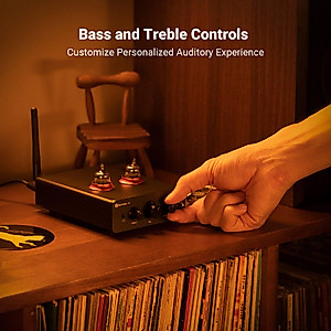 Fosi Audio P3 Tube Preamp Headphone Amplifier Home Audio Preamplifier Mini Vacuum Pre Amp Receiver with Bluetooth aptX LL HD Bass Treble Tone Controls for HiFi Stereo Active Speakers with RCA AUX Jack