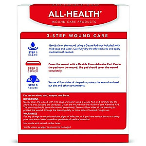 All Health Flexible Foam Adhesive Pad, 10 Pads, 3.5 in x 4.5 in, 8 Hour Protection | Waterproof Bandage for Covering Wounds