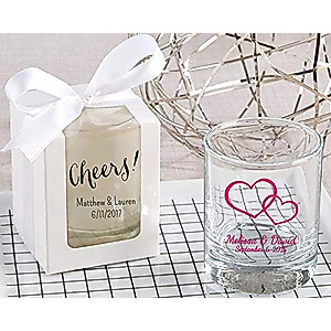 Kate Aspen Personalized 2 oz. Shot Glass/Votive Holder - 48pcs/Gold - Drinking Glass and DIY Favor Decor for Wedding, Bridal Shower Party with Customized Designs Text Lines