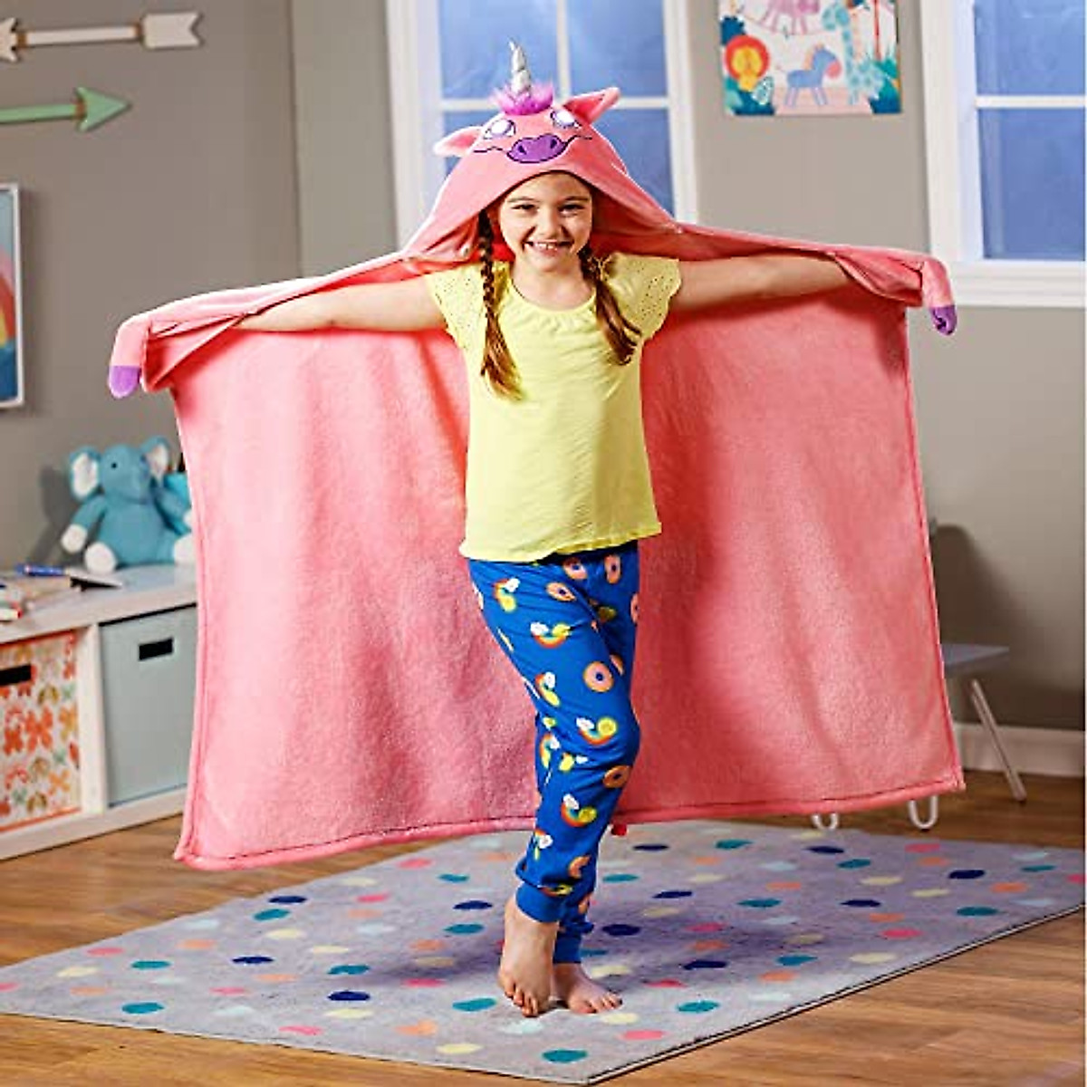 Bright Eyes Blanket 2023 Version Super Soft Blanket for Kids with LED Lights - Hooded Blanket, Robe, Comfy Throw Blanket, Unicorn; Warm Fuzzy Blanket, Animal Blanket, Machine Washable