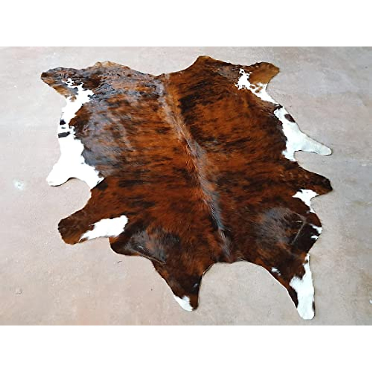 ecowhides | Genuine Cowhide Rug, Brindle White Belly Brazilian Cowskin, Area Rug, Western Home Decor, Premium Quality, Living Room Accessories, (X-Large) 7 x 6 ft