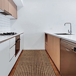 Heyroll Custom Size Hallway Runner Rug, Backed Non-Slip Waterproof Runner Rugs, Washable Outdoor Indoor Carpet Runner Rug for Floor, Entryway, Kitchen, Laundry, Balcony, Garage 2' x 6', Stripe Brown