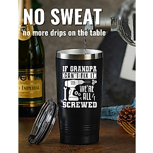 Onebttl Grandpa Gifts for Father's Day, Christmas, Birthday, 20oz Stainless Steel Tumbler with Lid and Straw from Granddaughter Grandson - Grandpa