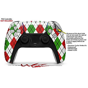 WraptorSkinz Skin Wrap compatible with Sony PS5 DualSense Controller Argyle Red and Green (CONTROLLER NOT INCLUDED)
