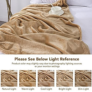 LuxenrelaX Light Weight Fleece Blanket for Couch, Solid Soft Microfiber Fleece Throw Blanket, Cozzy Blanket Machine Washable-60 x 80", Camel
