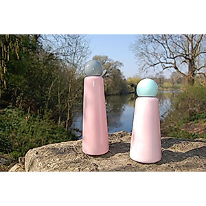 Insulated Water Bottle 25 Oz - Stainless Steel Aluminum metal Water Bottle, Cold for 24+ Hours, Hot for 12. Pink and Light Grey by Lund London