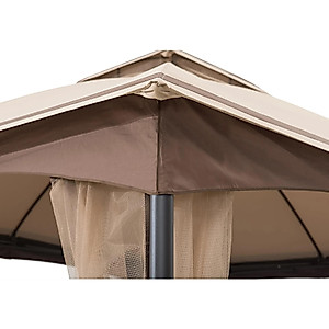 Sunjoy Pendleton 10.5 x 13 ft. 2-Tier Steel Gazebo, Tan & Brown
