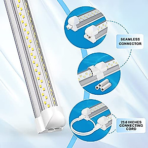 ELEKICO LED Shop Light 4FT, 50W 7200LM 5000K V Shape 4' Led Shop Light, Super Bright Linkable Shop Lights, Hight Output T8 LED Tube Lights, LED Shop Lights for Garage 4 Foot with Plug 10 Pack