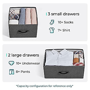 LINSY HOME 5 Drawer Dresser Long Wide Chest of Drawers Nightstand with Wood Top Rustic Storage Tower Storage Dresser Closet for Living Room, Bedroom, Hallway, Nursery, Kid