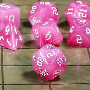 CiaraQ DND Polyhedral Dice Set for Dungeons and Dragons RPG MTG Role Playing Table Games-with 1 Dice Pouch (Pink Gradient)