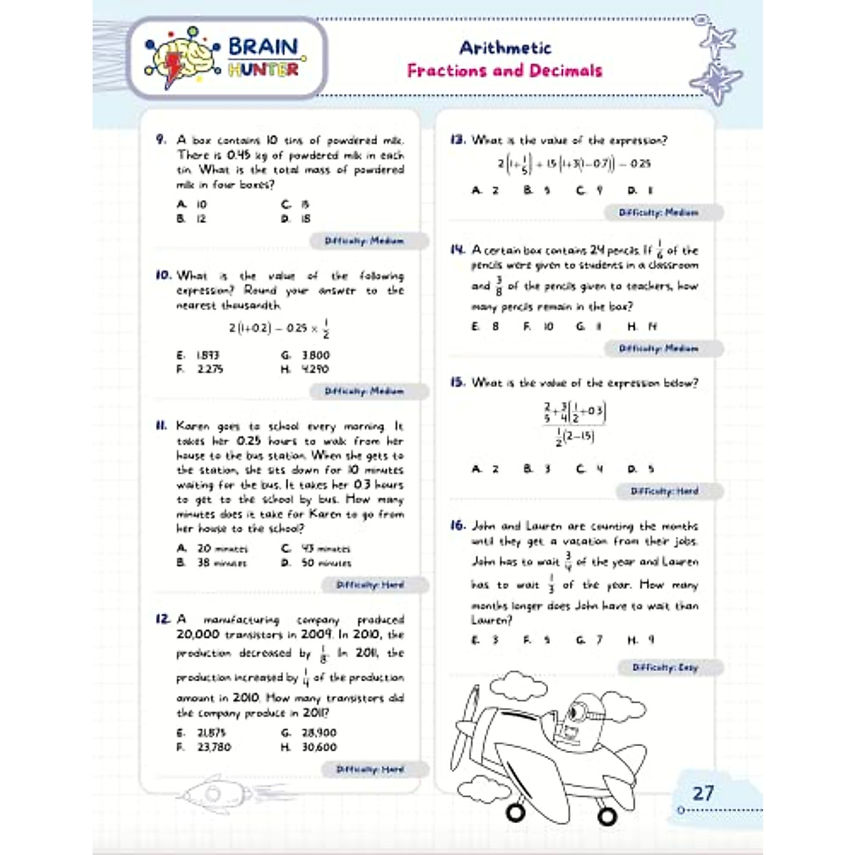 Math Practice Workbook Grades 6-8: 1000+ Questions You Need to Kill in Middle School by Brain Hunter Prep (Arithmetic, Algebra, Geometry, Measurement, ... more in Kill It Series by Brain Hunter Prep)