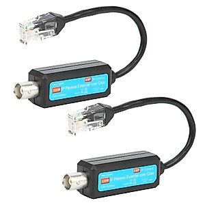 2pcs IP Passive Extender, Over Coax Coaxial Network Transmitter 8MP HD Passive IPCoaxial Transmitter HD Network Extender for Web Camera