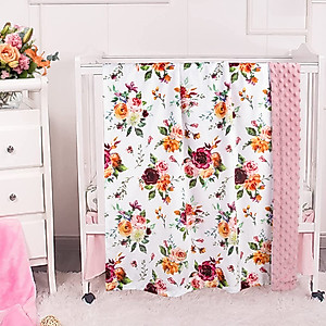 BEILIMU Baby Blanket for Girls Super Soft Plush with Double Layer Dotted Backing for Infant Toddler Pink Floral Multicolor Printed Design Receiving Blanket 30 x 40 Inch