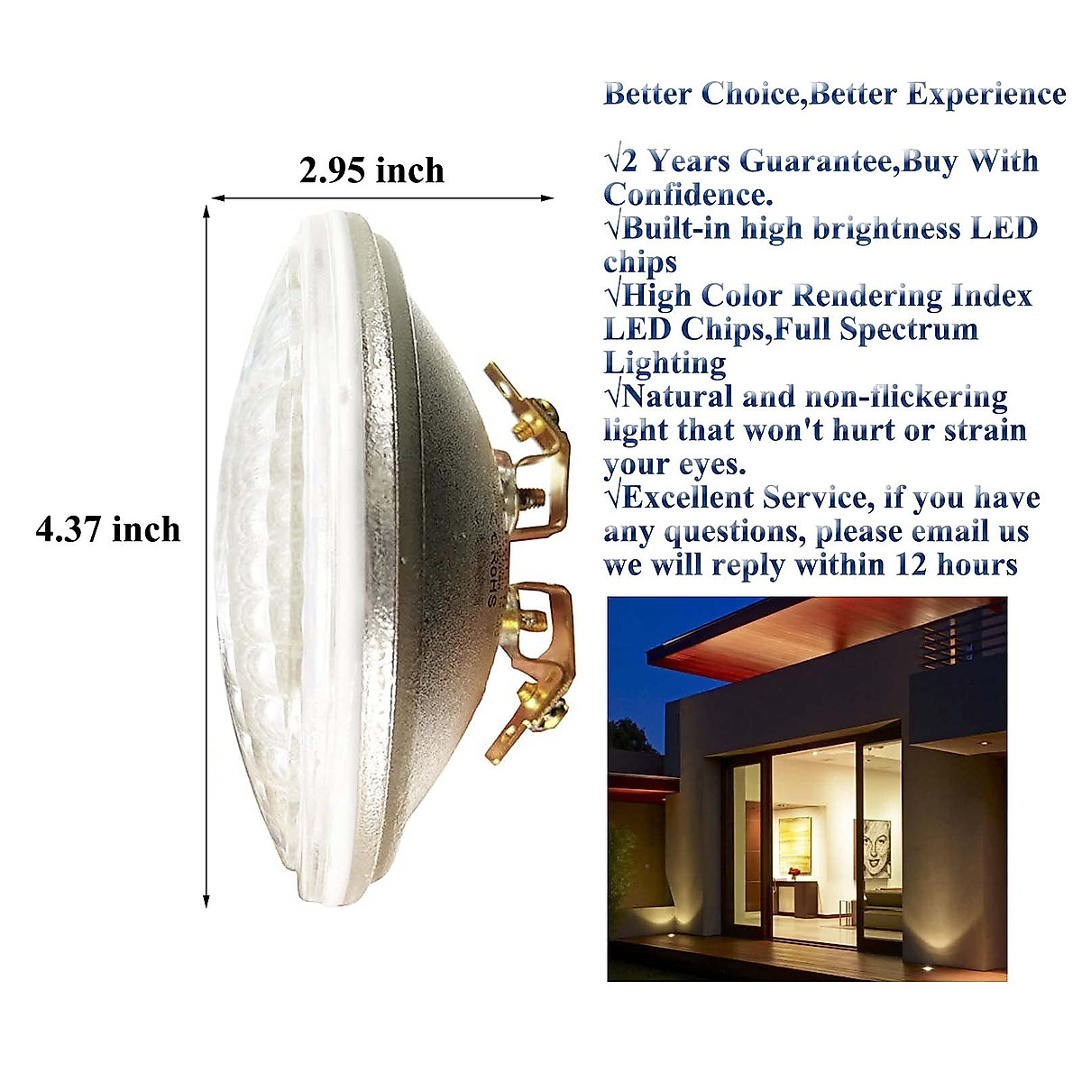 LED PAR36 Bulb 9W 5000K Eq to 60W Halogen 10-30V Waterproof IP68 Flood Landscape Light Bulbs Led Tractor Lights for Landscape Well Light Off-Road Vehicles Tractor RV Vehicles(Daylight White 1 Pack)