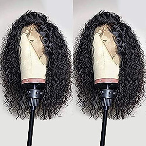 Swetcurly 13x4 Lace Front Wigs Glueless Wave Synthetic Wigs Heat Resistant Short Bob Wigs Natural Hairline with Baby Hair For Black Women (14 Inch)