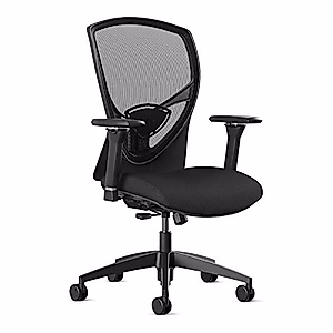BOWERY HILL 22.5" Modern Metal and Fabric Mesh High-Back Task Chair in Black