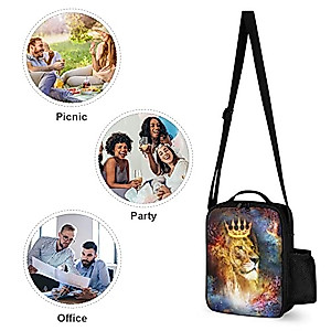 KiuLoam Galaxy Lion King Kids Backpack Set 3 Piece Back To School 16 Inch Book Bag With Lunch Bag Pencil Case For Boys Girls 1-6th Grade