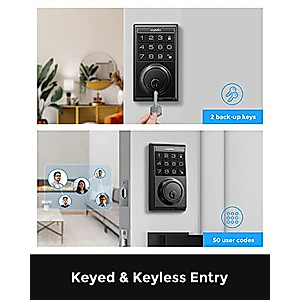 ARPHA Electronic Keypad Deadbolt, Keyless Entry Door Lock with Keypads, Deadbolt Smart Lock, Large Button, Auto Lock, Easy Installation, Black