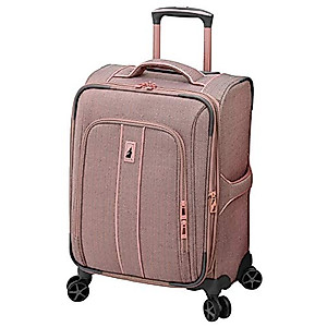 LONDON FOG Newcastle Softside Expandable Spinner Luggage, Rose Charcoal Herringbone, 4 Piece Set