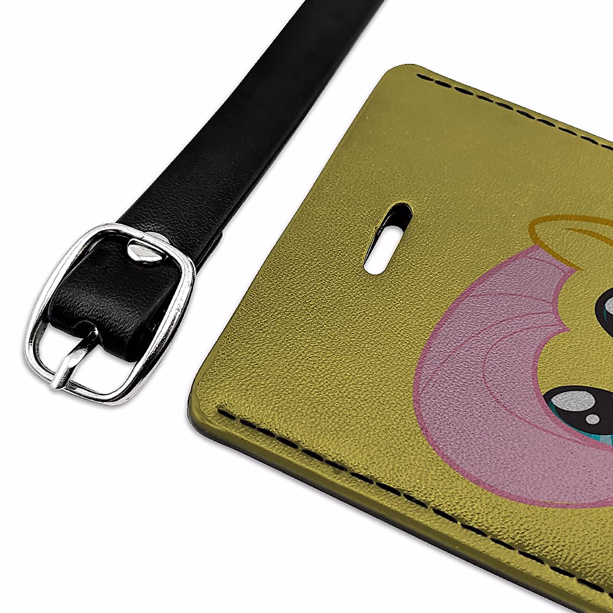 My Little Pony Fluttershy Face Rectangle Leather Luggage Card Carry-On ID Tag