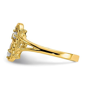 IceCarats 10K Yellow Gold Cubic Zirconia CZ Guardian Angel Heart Love Ring Size 6