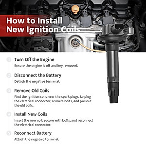 Ignition Coil Pack Replacement for 3.5 3.7 V6 Ford Edge Explorer F150 Flex MKS MKT MKZ, Mazda 6 CX-9 2007 2008 2009 2010 2011 2012 2013 2014 2015 2016 3.7L 3.5L, UF553 DG520, Pack of 6