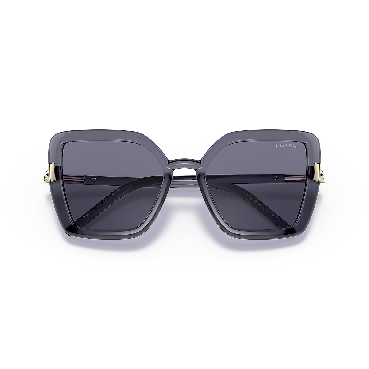 Prada PR 09WS 06M420 Crystal Bluette Plastic Butterfly Sunglasses Blue Solid Color Lens