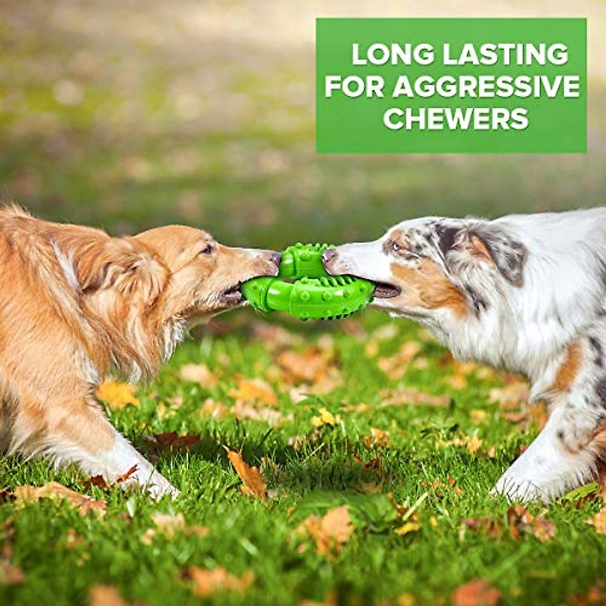Feeko Dog Toys for Aggressive Chewers Large Breed, Non-Toxic Natural Rubber Long-Lasting Indestructible Dog Toys, Durable Puppy Chew Toy for Medium Large Dogs - Fun to Chew, Chase and Fetch (Green)