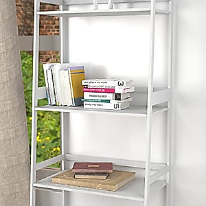 WTZ Bookshelf, White Book Shelf, Ladder Bookcase, 5 Tier Tall Book case for Bedroom, Living Room, Office, MC-508 (White)