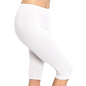 STRETCH IS COMFORT Women's Knee Length Leggings White X-Large
